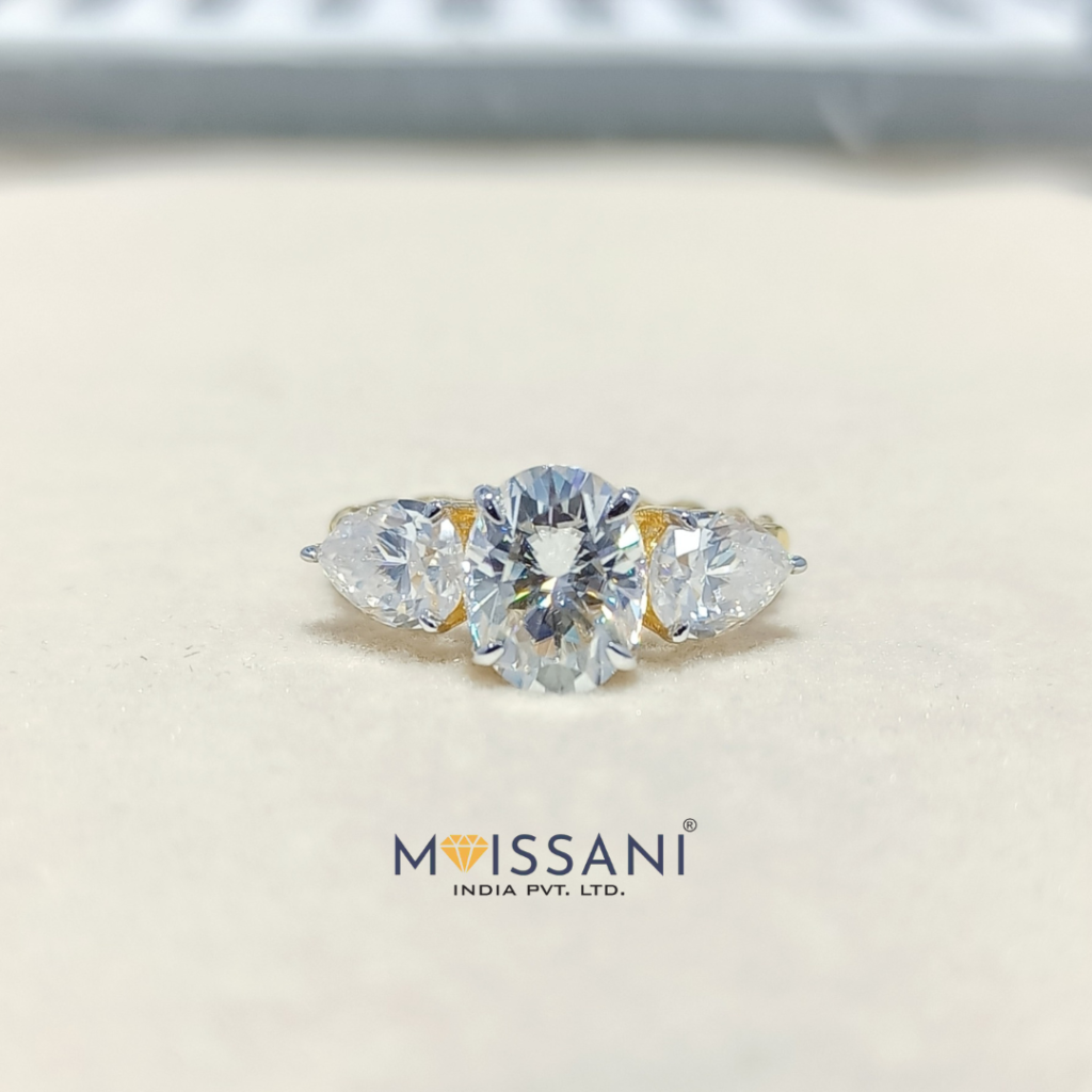 Moissanite Pear And Oval Shape Ring-lR0001 - Moissani.in