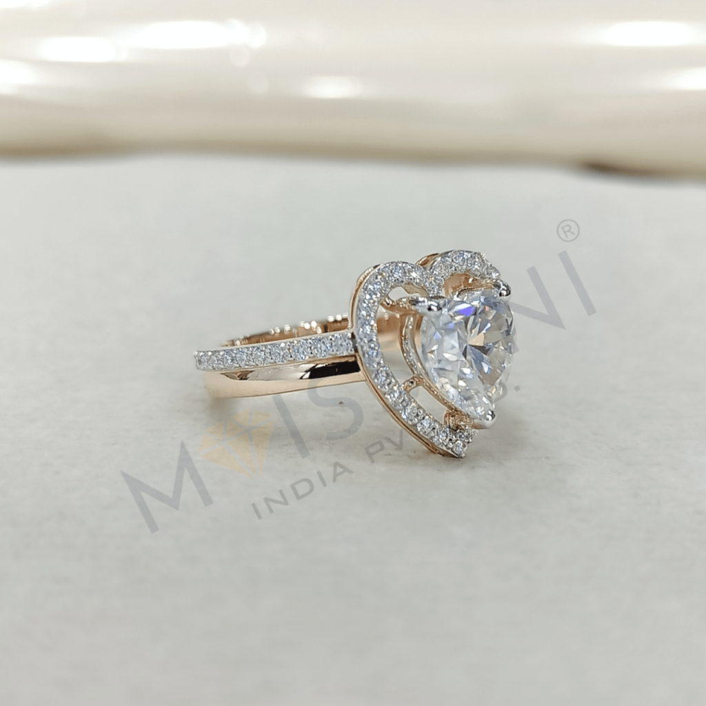 Moissanite Heart Shape Ring-LR00167-moissani.in