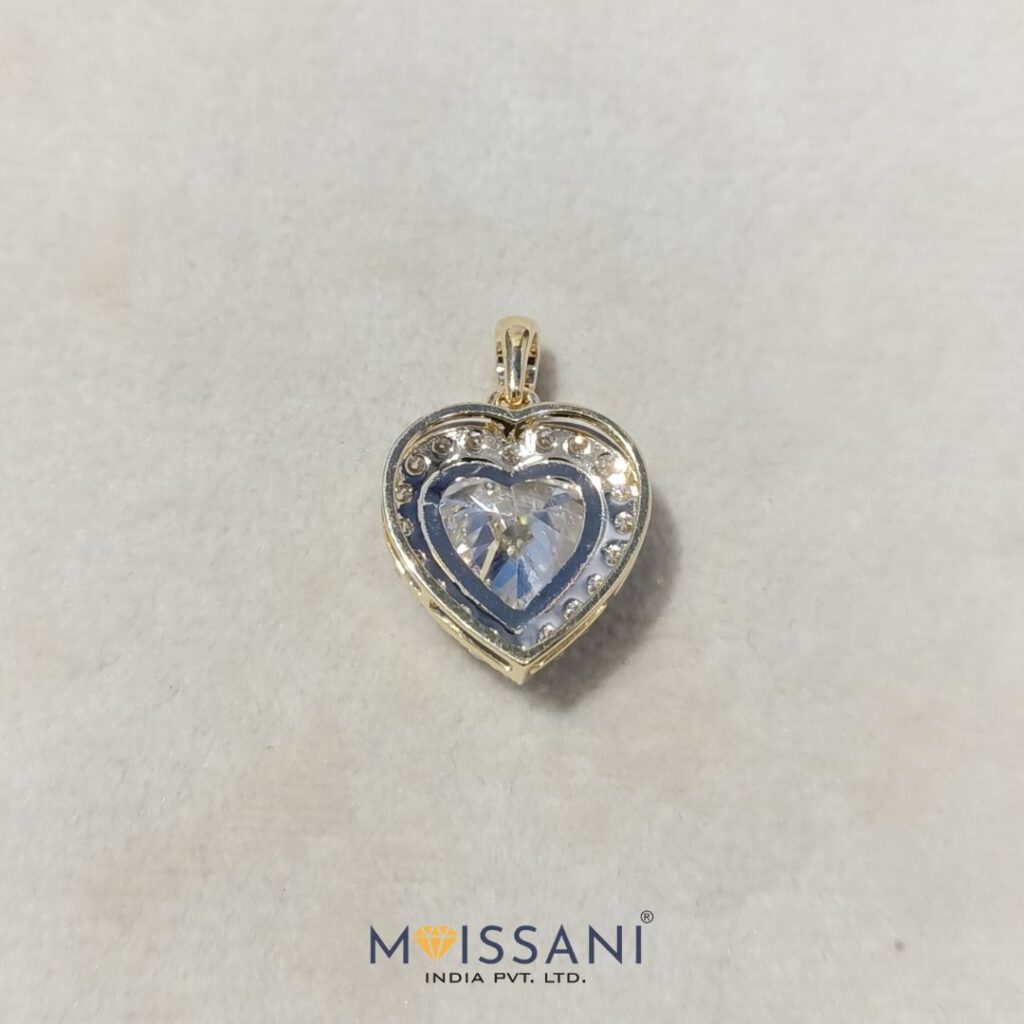 Moissanite Heart Shape Halo Pendant - PT0072-moissani.in